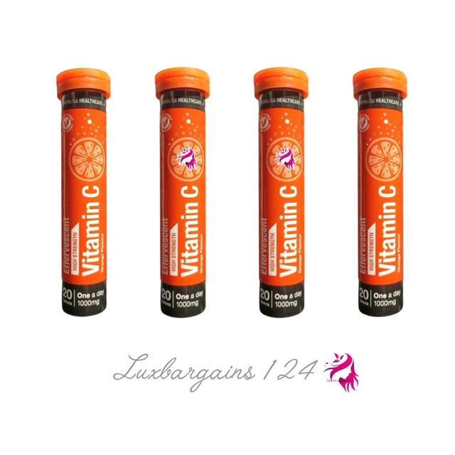80 VITAMIN C 1000mg High Strength Effervescent Tablets - Orange Flavour ...