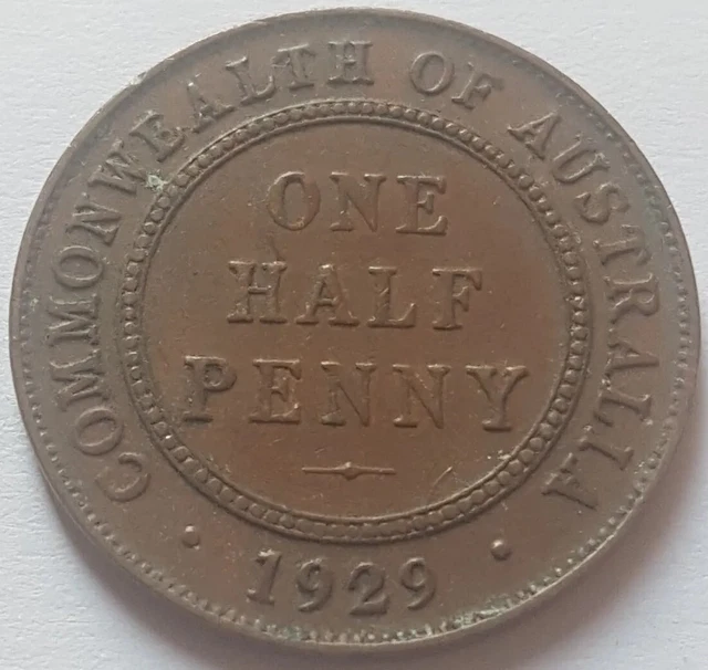 1929 AUSTRALIA KING George V One Half Penny 1/2d coin £5.99 - PicClick UK
