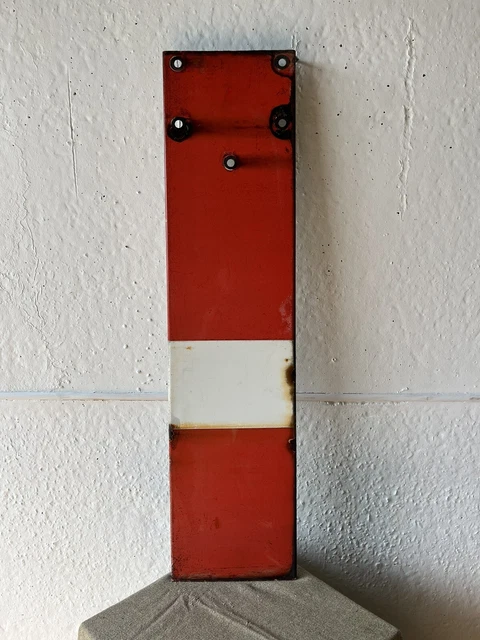 ORIGINAL VINTAGE 42& Enamel Metal RAILWAY SIGN Semaphore Stop Signal ...