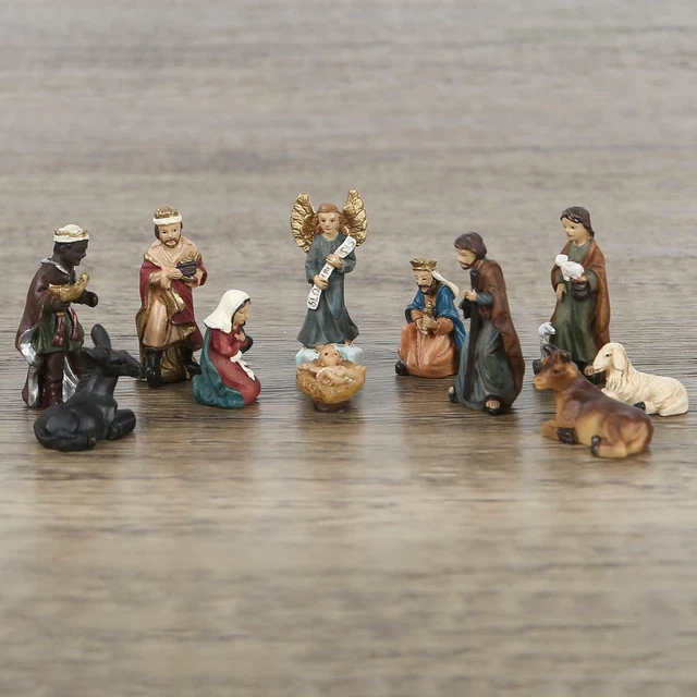 RESIN SACRED HOLY Nativity Figurine Birth of Jesus Set Religious Shelf ...