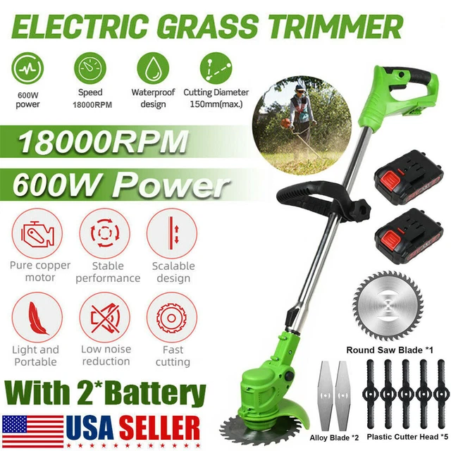 ELECTRIC CORDLESS GRASS String Trimmer Lawn Edger Weed Cutter w ...