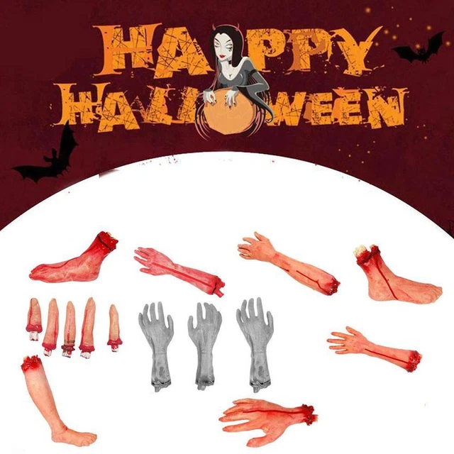 BLOODY HORROR HALLOWEEN Haunted House Fake Prop Severed Bloody Hand Arm ...