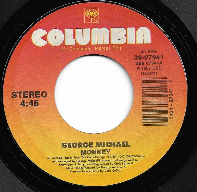 GEORGE MICHAEL - MONKEY - US IMPORT COLUMBIA 1988 ORIGINAL 80s ELECTRO ...