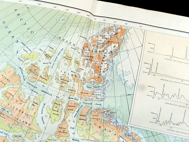 MAP OF CANADA bathyorographic Physical Geography Land Survey Large ...