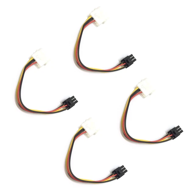 4 PACK MOLEX 4 Pin-6 Pin PCI-Express Video Card Power Converter Adapter ...