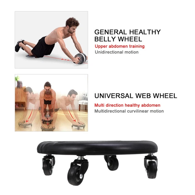 1 SET ABDOMINAL Plate Wheel Roller Trainer Gym Home Fitness Equipment ...