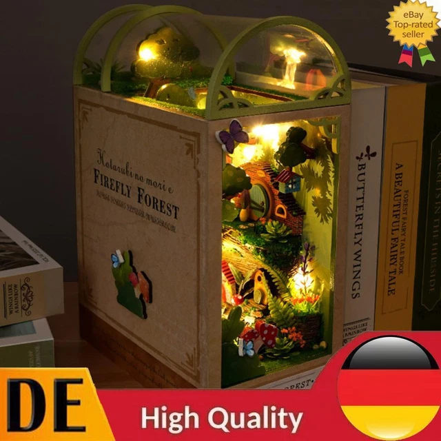 3D LIGHT UP Bookends Model DIY Book Nook Shelf Insert Kit Wooden ...