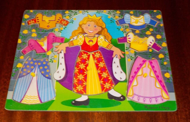 MELISSA & DOUG Princess Dress-Up mix 'n' match wooden peg puzzle £5.92 ...