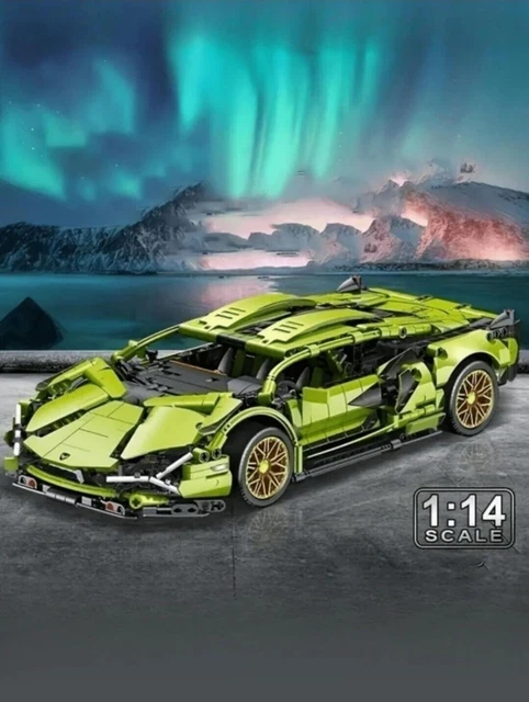 TECHNIC CYBERPUNK LAMBORGHINI Race Car Model Building Block Set GREEN ...