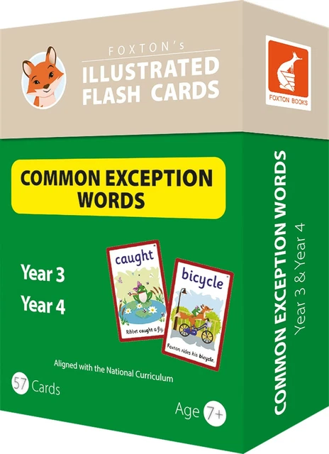 COMMON EXCEPTION WORDS Flash Cards: Year 3 &Year 4 Words ILLUSTRATED ...