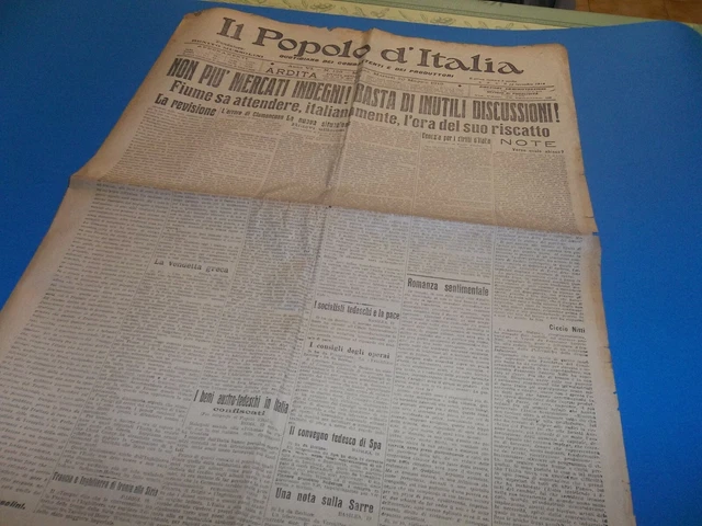 IL POPOLO D'ITALIA 1919 Fiume Mussolini Arditi Poesia Di Guerra ...