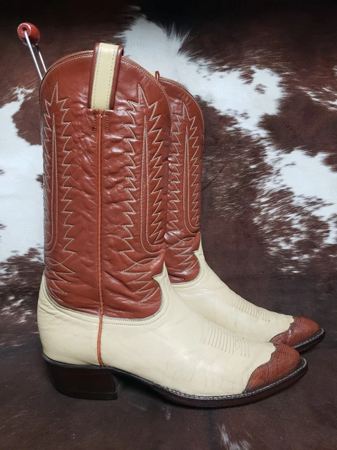 TONY LAMA VINTAGE Gold Label Urban Cowboy Lizard Wing Tip Cowboy Boots ...