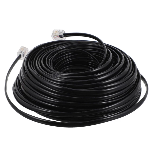 TELEPHONE CONNECTING LINE Landline Wire Extension Cord RJ11 Black Cable ...