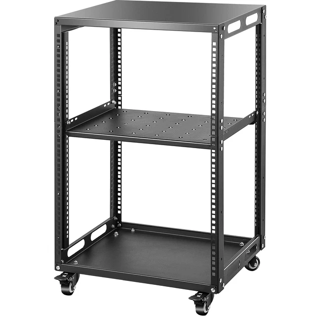 VEVOR OPEN FRAME Server Rack Network Server Rack 15U 4 Post 19" Steel ...