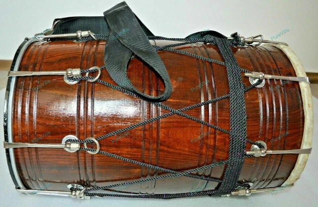 MUSICAL INSTRUMENT MARIAGE Palissandre Sheesham Punjabi Bhangra Dhol ...