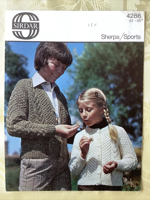 SIRDAR SHERPA/SPORTS KNITTING pattern 4286. Aran cardigan 22-30 ...