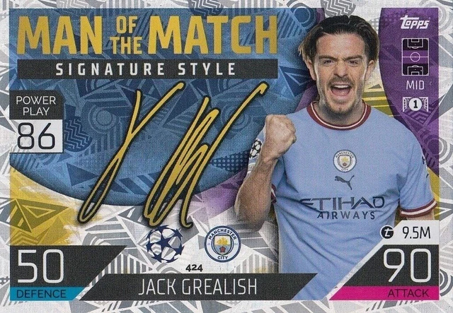 MATCH ATTAX 2022/23 22/23 Jack Grealish Man Of The Match Signature ...
