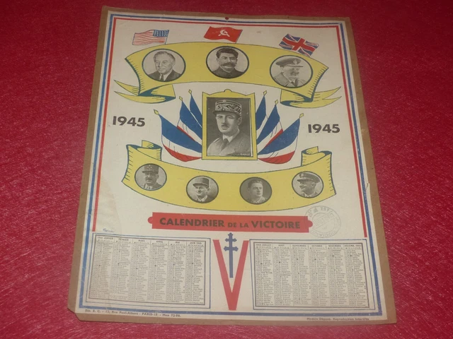 WW2 LIBERATION PARIS Calendar Of Victory - Rare! Roll Tanguy FFI EO ...