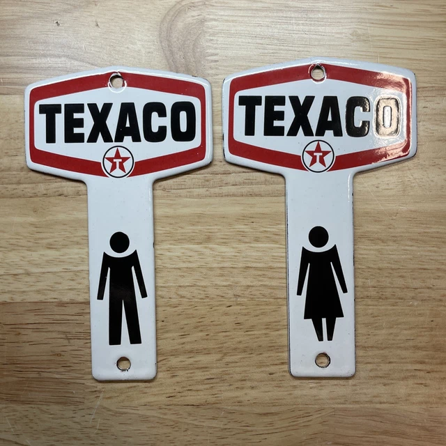 VINTAGE TEXACO PORCELAIN Restroom Sign Gas Station Toilet Marker ...