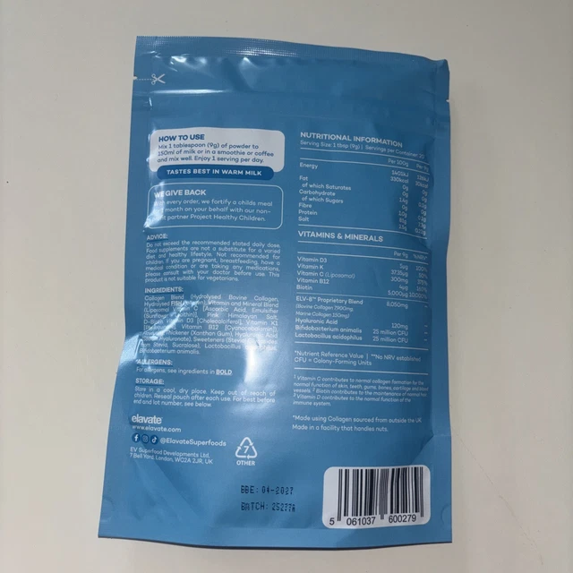 ELAVATE MULTI COLLAGEN Superblend 180g vanilla Flavour £27.00 - PicClick UK