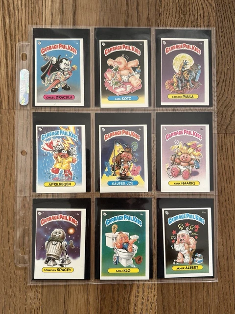 GARBAGE PAIL KIDS / Mülleimer-Kinder, 22 Karten, Topps 1985, Deutsche ...