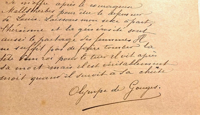 LETTRE MANUSCRITE DE Olympe De Gouges EUR 3.000,00 - PicClick FR