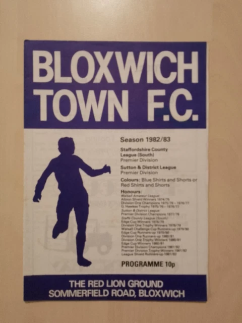 BLOXWICH TOWN V Fourways Rangers, Staffordshire County League, 1982/3 £ ...