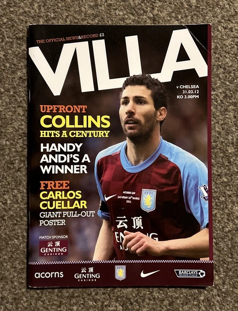 ASTON VILLA VS Chelsea Programme, 31/3/2012, Excellent Condition £2.79 ...