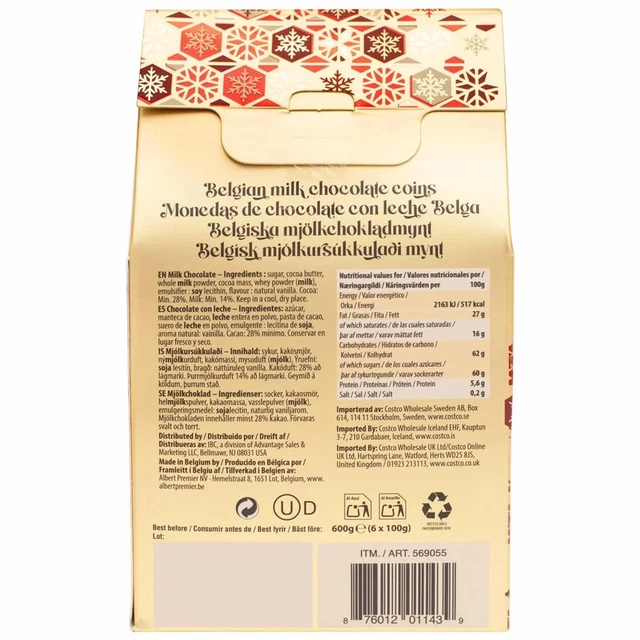 ALBERT PREMIER BELGIAN Milk Chocolate Gold Coins 6 Packets Xmas Gift ...