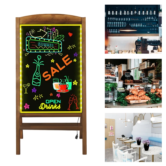 Led Drawing Message Board Dryerase Chalkboard Easel Floor Advertising
