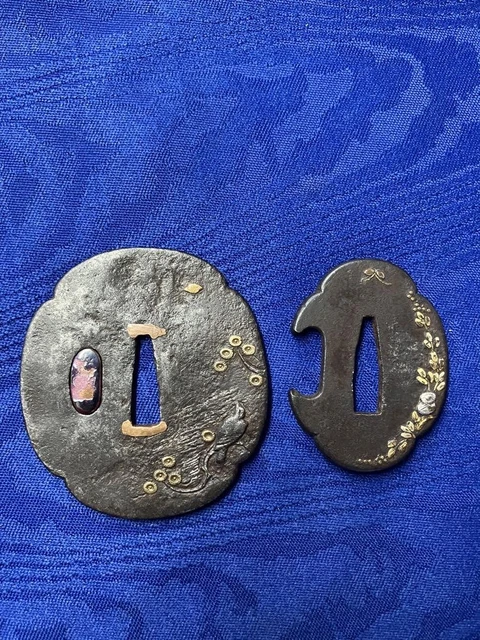 ANCIENNE PETITE ÉPÉE courte Tsuba Japanese Sward Guard or argent cuivre ...