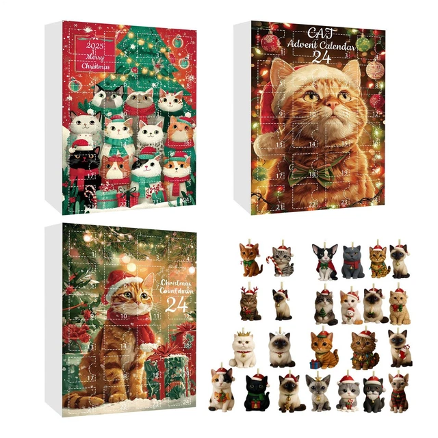 2025 CHRISTMAS COUNTDOWN | Cat Theme Toy 2D Ornament Charm | Keychain £ ...