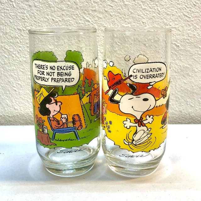 MCDONALD'S CAMP SNOOPY Peanuts Collection Charlie Brown Vintage Glasses £8.46 - PicClick UK