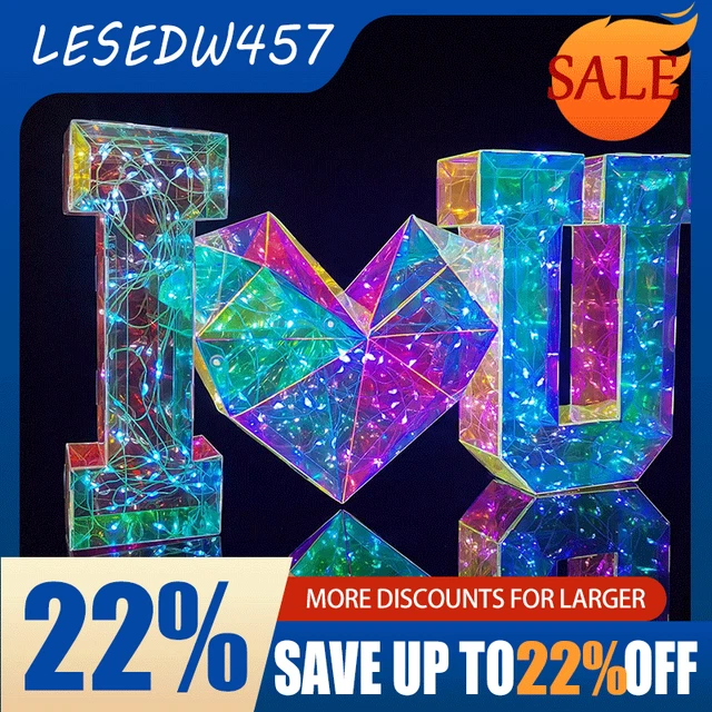 3D FLASHING LIGHT Up Glowing LED Transparent Interactive Color I LOVE ...