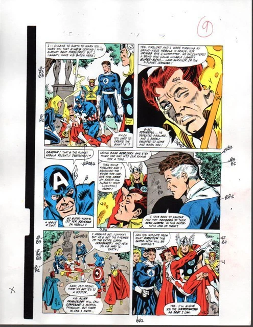 ORIGINAL 80S AVENGERS Marvel color guide art:Captain America/Thor ...