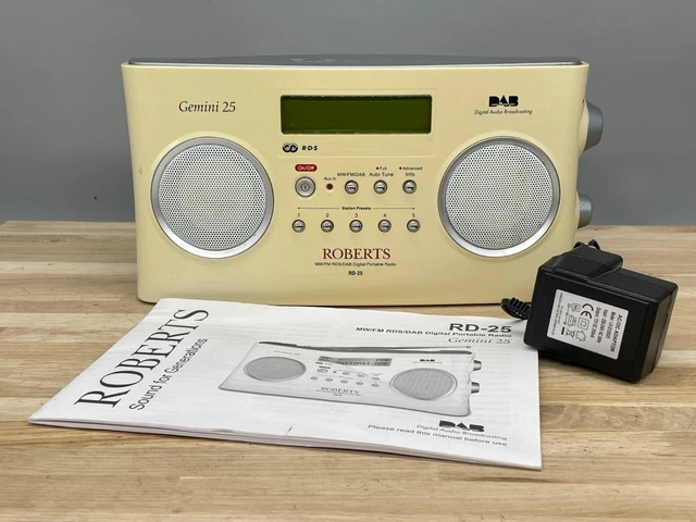 ROBERTS DAB RADIO Gemini 25 RD-25 DAB FM MW Radio Lead & Instructions £ ...