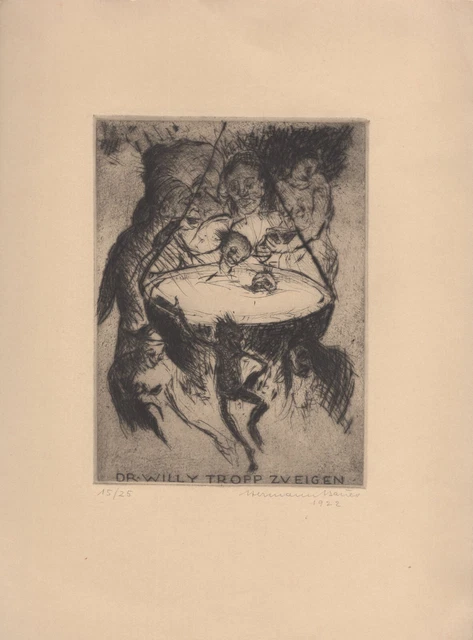 22)NR.131,EXLIBRIS, HERMANN BAUER, Tod, 1922, Auflage:15/25, C3 ...