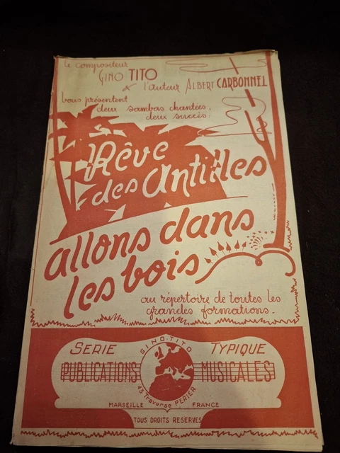 PARTITURA RÊVE DES Antilles Carbonnel Andiamo Nei Boschi Sheet Music ...