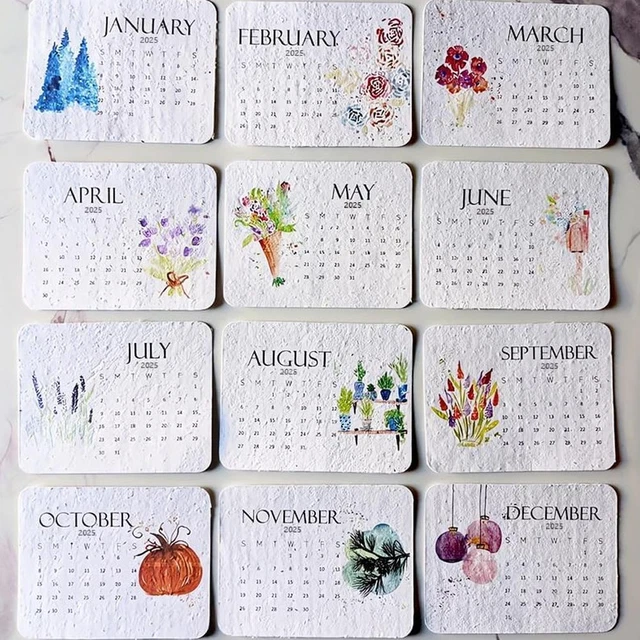 BIODEGRADABLE PAPER CALENDAR 2025, From January 2025 to December 2025 ...