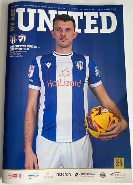 COLCHESTER UNITED V Chesterfield FC EFL League 2 Matchday Programme 4 ...