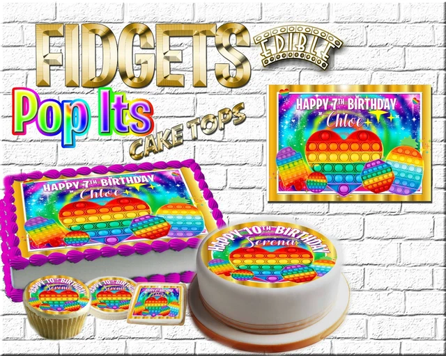 POP IT FIDGETS edible birthday cake topper, cupcakes tops. Sugar ...