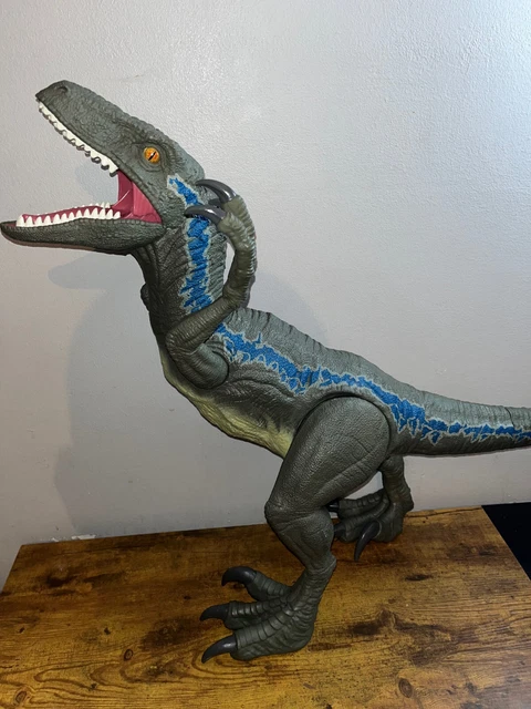 MATTEL JURASSIC WORLD Super Colossal Velociraptor Blue Large Dinosaur ...
