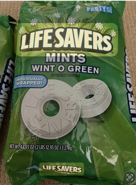 LIFE SAVERS WINT-O-GREEN Breath Mints Bulk Hard Candy, Party Size 1.2 ...