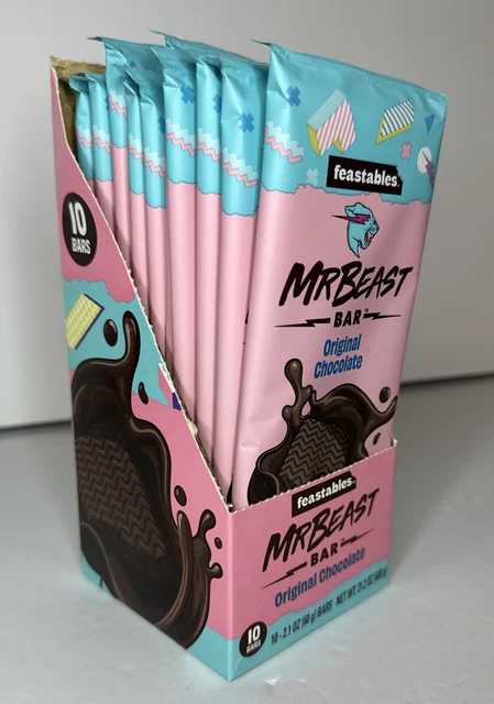 (10) MR BEAST Feastables ORIGINAL CHOCOLATE Bar 2.1 oz 10 PACK Exp 03/ ...
