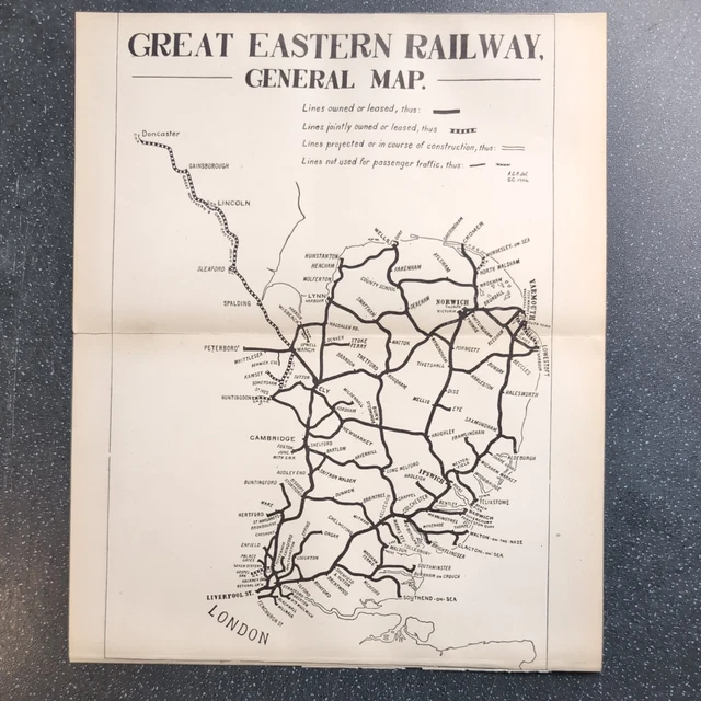 ORIGINAL 1906 RAILWAY map of Great Eastern Railway General Map £7.48 ...