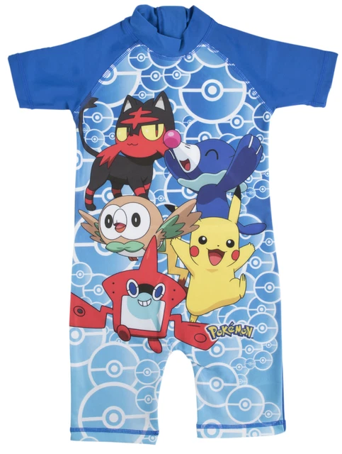 TUTA DA SOLE Pokemon ragazzi bambini Pikachu tutto in uno costume da ...