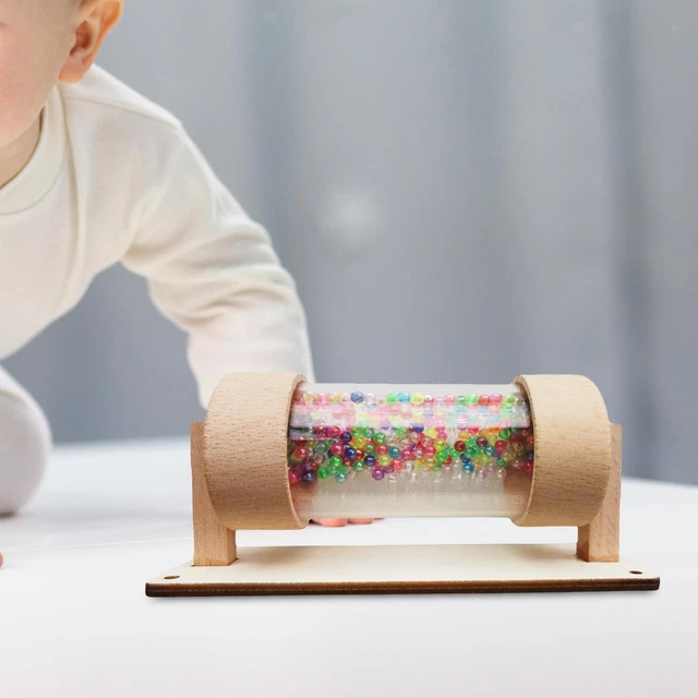 WOODEN BABY RAINMAKER Toy Sensory Toy Rainstick for Plane Toy Preschool ...