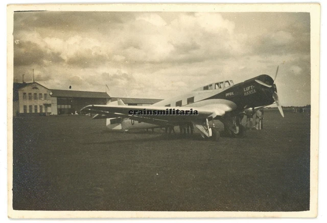ORIG. FOTO JUNKERS Ju 60 "Pfeil" Flugzeug am Flugplatz 1930'er ...