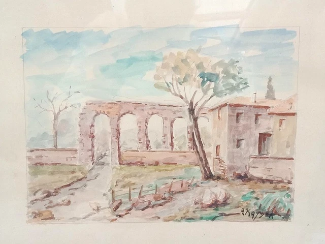 TABLEAU - DESSIN - peinture Aquarelle ancienne - Signée EUR 69,00 - PicClick FR