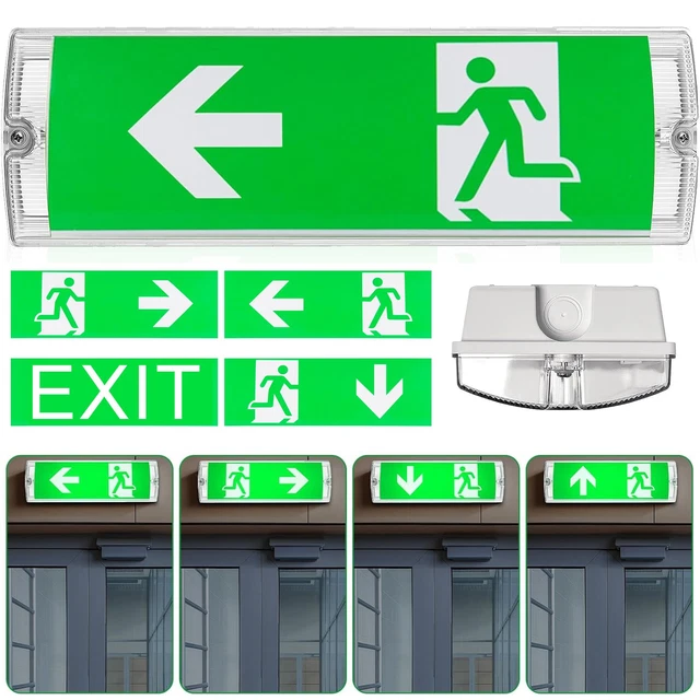 LED EMERGENCY EXIT Sign Light Safety Evacuation Indicator Light Wall ...